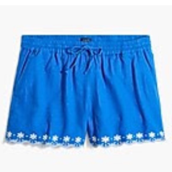 J. Crew Factory | Shorts | Nwt Embroidered Linenblend Drawstring Shorts ...